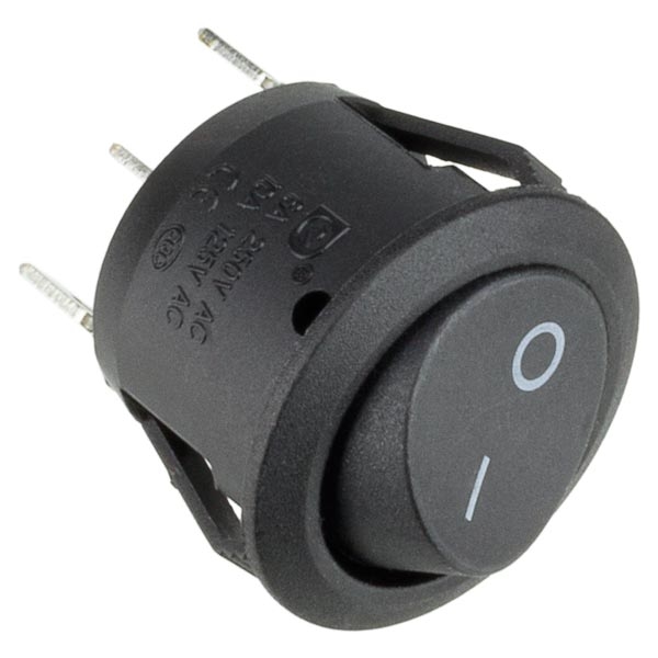 Round Rocker Switch 2Pin On-Off 20MM Black - Ardustore.dk