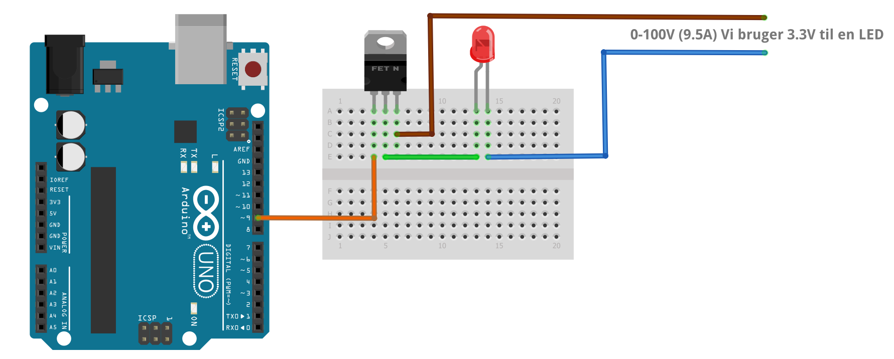 Transistor IRF520 Power MOSFET N-Channel TO-220 - Ardustore.dk
